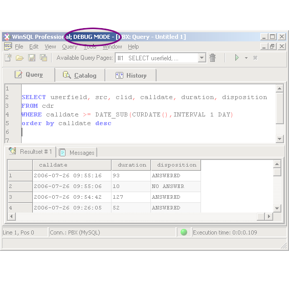 Running Winsql In Debug Mode