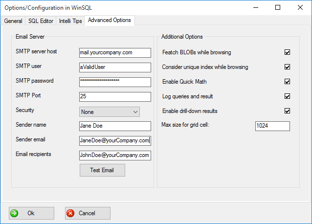 Advanced Options Tab