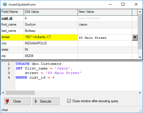 Using the Insert/Update Record Wizard